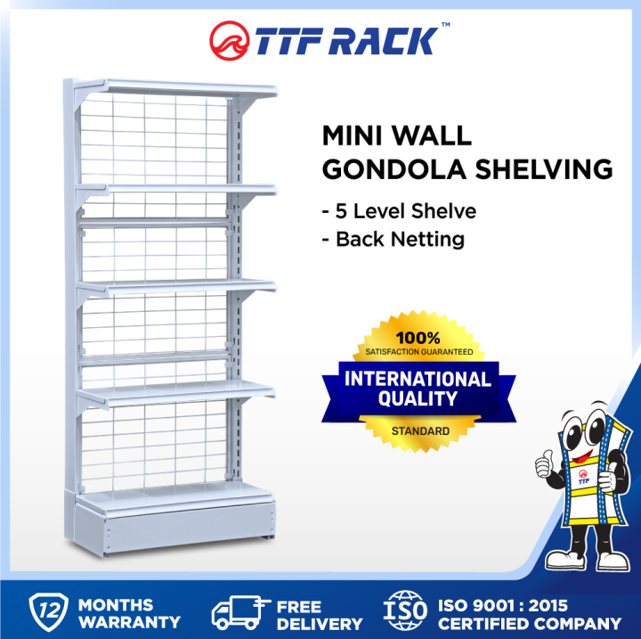 TTF Rack™ (MINI WALL GONDOLA 5 Level) Wall Gondola Back NETTING ...