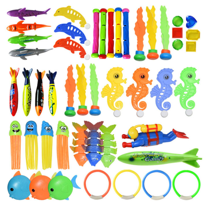 Kids Diving Game Toys Set Throwing Toy Swimming Pool Circle Underwater ...