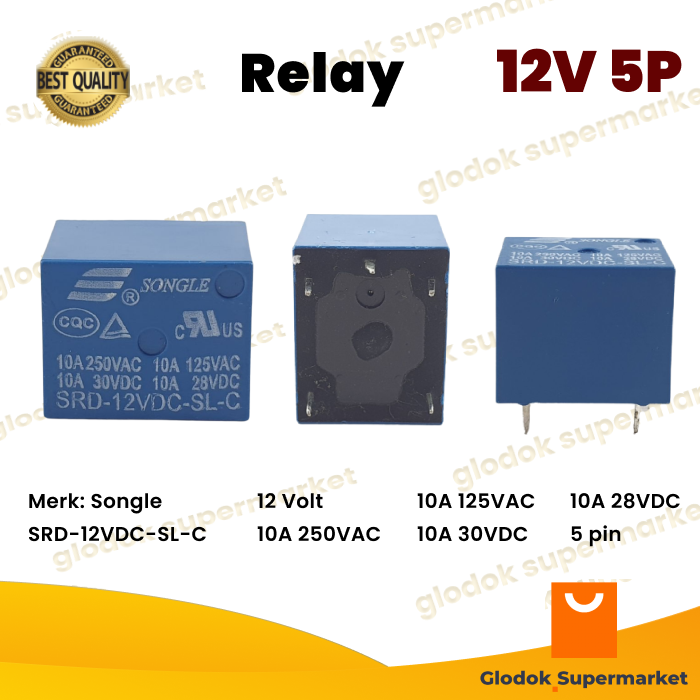 Relay Songle DC 12V 5 Pin SRD-12VDC-SL-C Riley 12 Volt 5p Mini Power Relays PCB | Lazada Indonesia