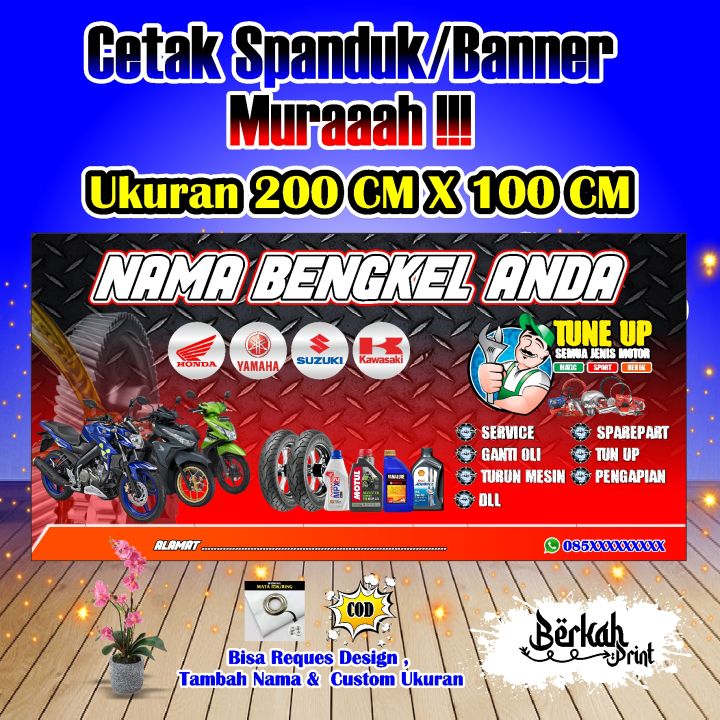 Spanduk Banner Bengkel Motor ukuran 200 cm x 100 cm | Lazada Indonesia