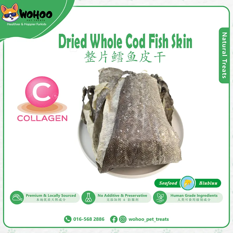 Premium Air Dried Whole Cod Fish Skin Nutritious Pet Treats for Cat ...