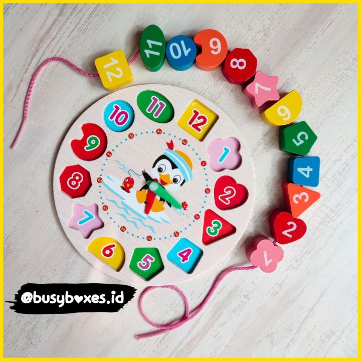 [busyboxes.id] 2 tahun puzzle shape belajar mengenal jam angka dan ...