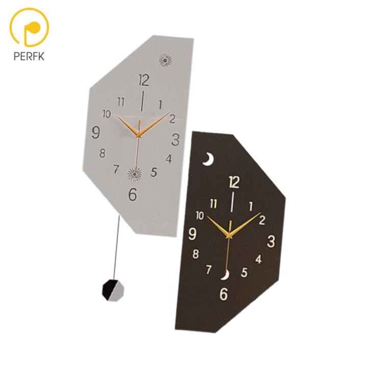 Perfk Double Sided Corner Wall Clock Decorative Clock with Pendulum ...