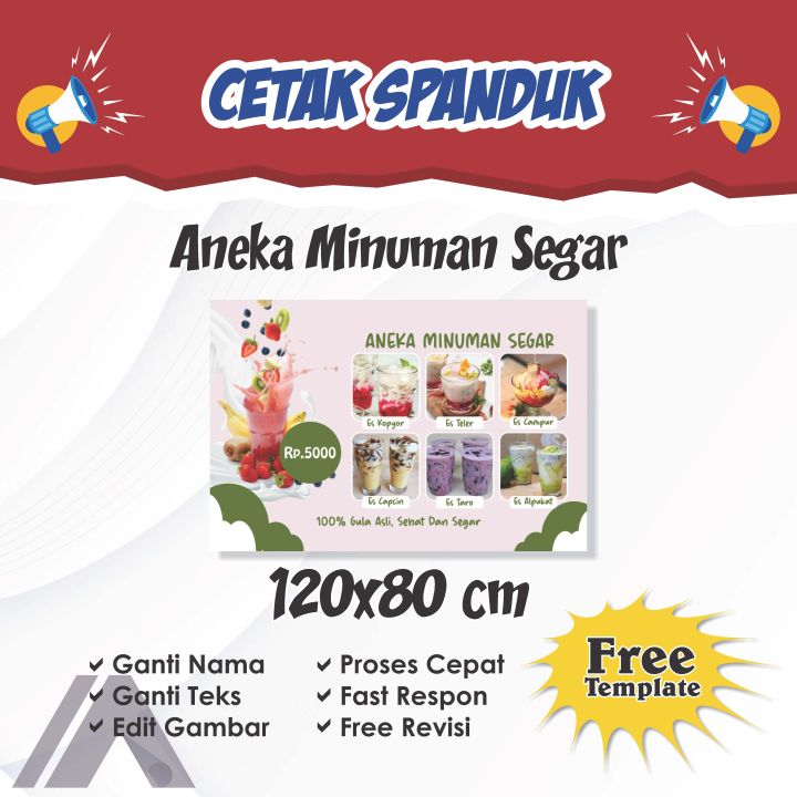 Cetak Spanduk Banner Aneka Minuman Segar Bisa custom 120x80 | Lazada ...
