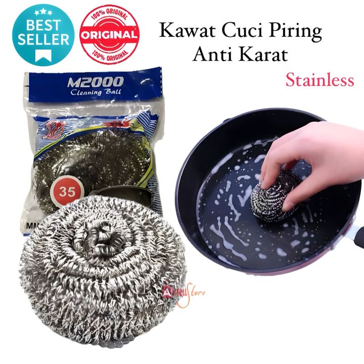 (BISA COD) PROMO Spons Kawat Cuci Piring / Stainless Steel Scourer null ...