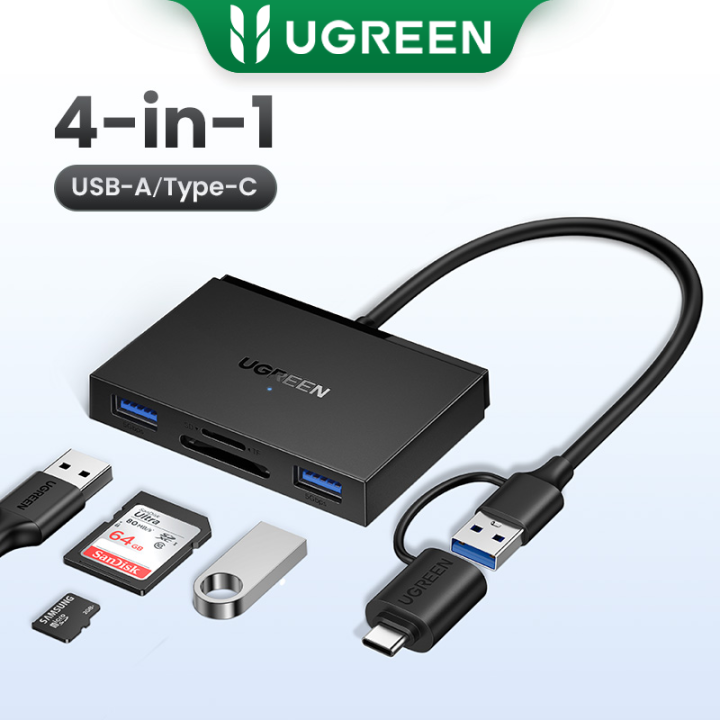 UGREEN 4 in 1 Multi-Function Card Reader USB-A+USB-C to SD TF Micro SD ...