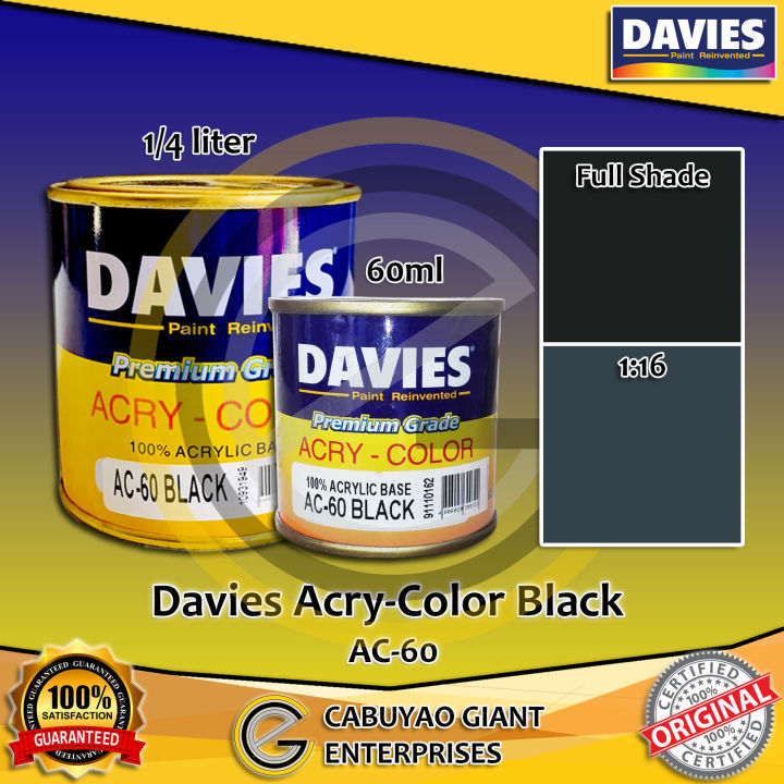Davies Acry-Color 100% Acrylic Base AC-60 Black [ 1/4 liter | 60ml ...
