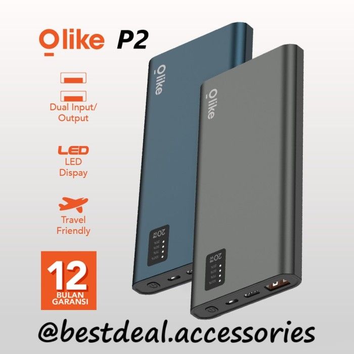 Olike P2 Powerbank 10000mAh 3A Dual Port USB & Type-C Fast Charging ...