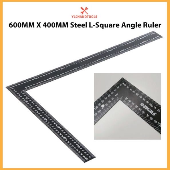 [READY STOCK] 600mm x 400mm BLACK STEEL TRY SQUARE RULER SESIKU ANGLE ...