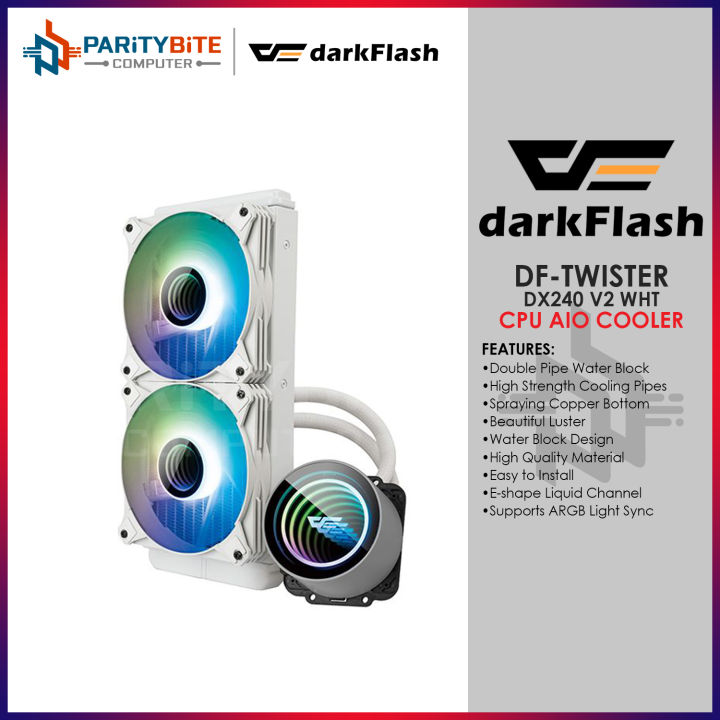 darkFlash Twister DX-240 V2 White ARGB AIO Liquid CPU Cooler | Lazada PH
