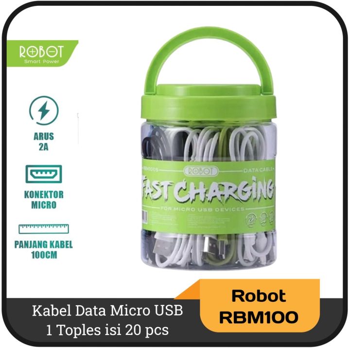 Kabel data Micro USB robot RBM100 2A 1 Toples isi 20 pc | Lazada Indonesia