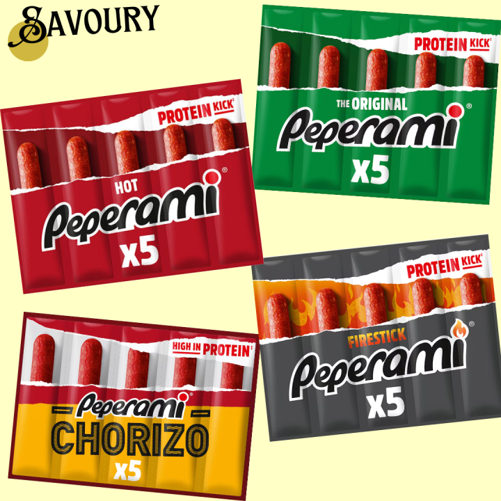 Peperami Salami 5 Pack (Original, Hot, Chorizo, and Fire Stick ...