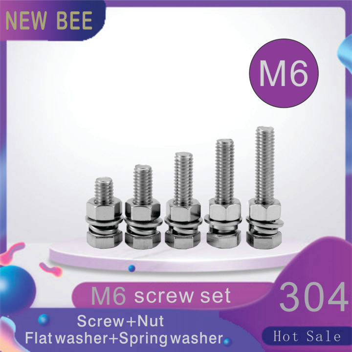 304 Screw Set M6 M8 M10 Stainless bolt Nut External Hexagon Bolt Screw ...