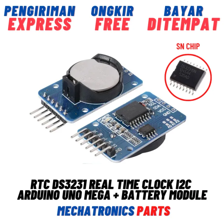 RTC DS3231SN DS3231M REAL TIME CLOCK I2C ARDUINO UNO MEGA + BATTERY MODULE | Lazada Indonesia