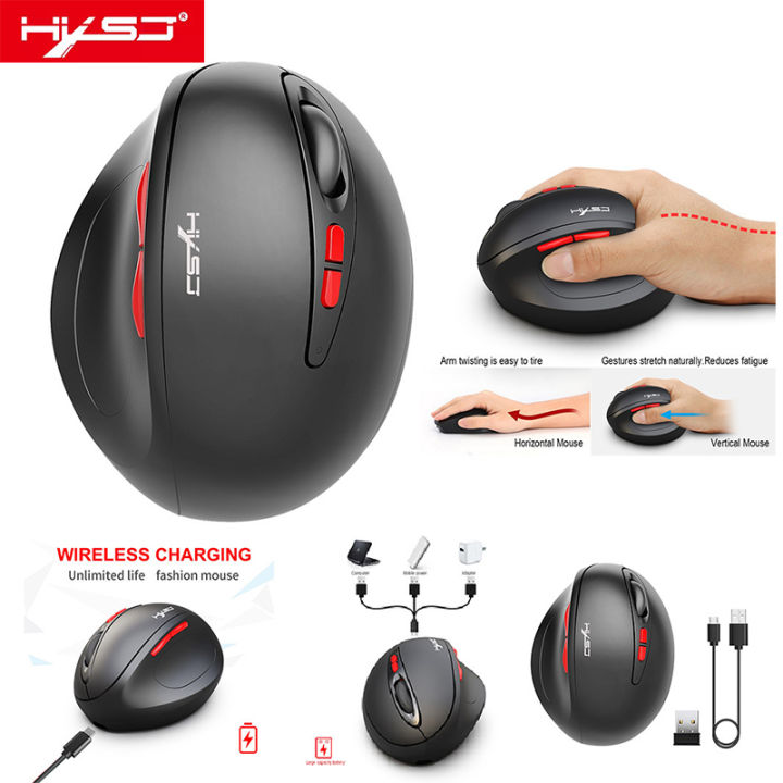 HXSJ T31 2.4G Wireless Mouse rechargeable Mouse Ergonomic Design ...