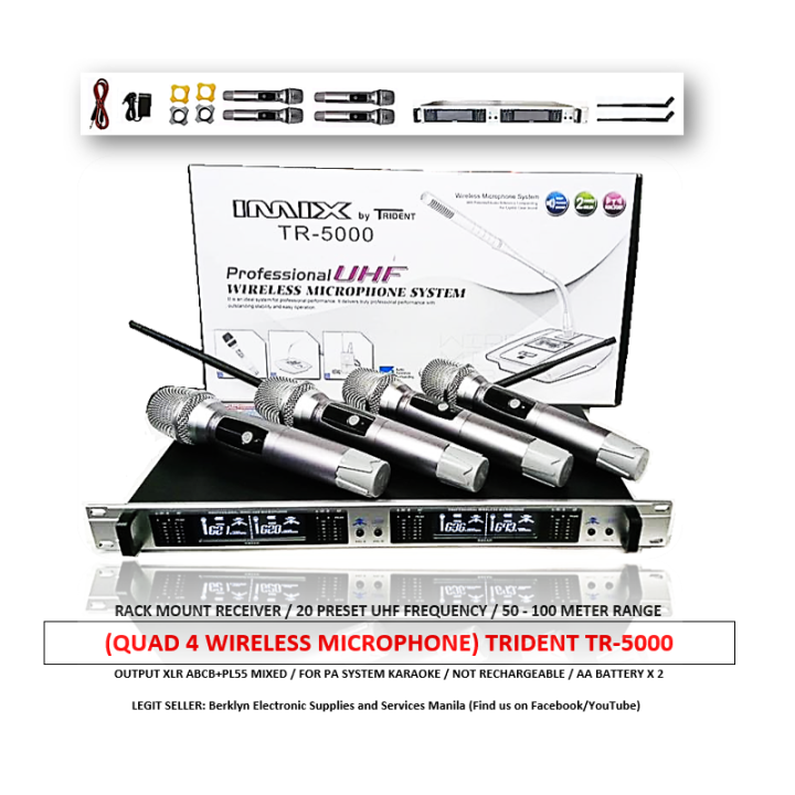 TRIDENT IMIX TR-5000 / QUAD 4 Wireless Microphone System / 20 ...