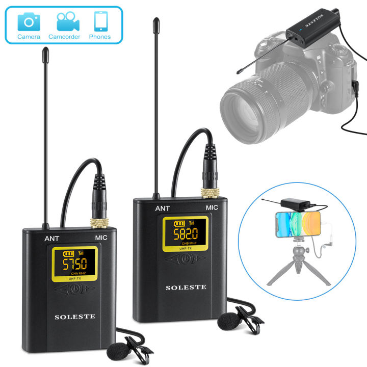 Wireless microphone, to one radio, live camera, DSLR, computer, food ...