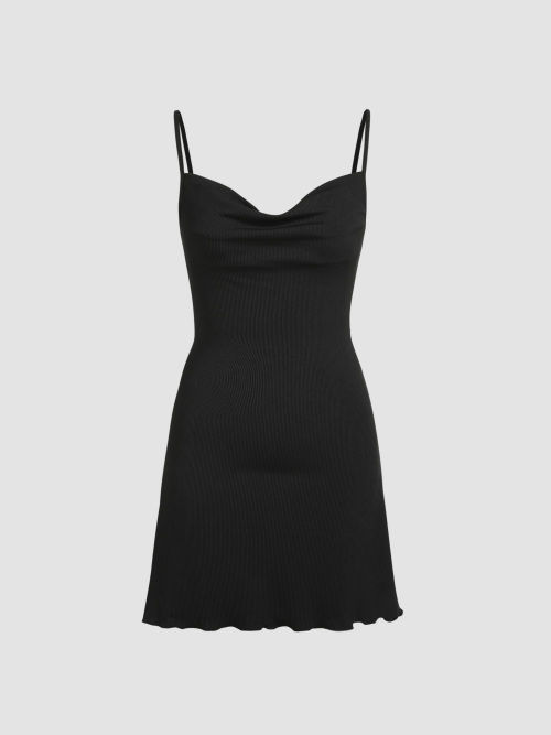 Cider KPOP Solid Knotted Lettuce Trim Mini Dress | Lazada PH