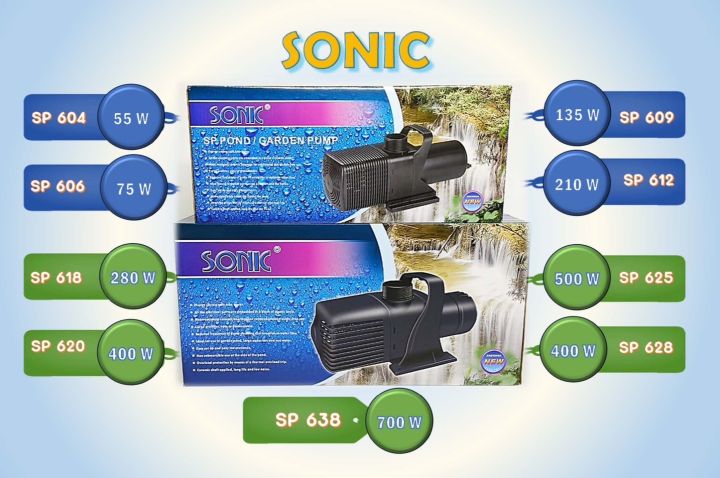 ปั้มน้ำยอดนิยม ราคาถูก SONIC SP-620 , SP-625 , SP-628 ,SP-638 ,SP-639ปั๊มดูดน้ำ ปั้มน้ำบ่อปลา ...