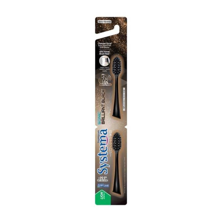 SYSTEMA Sonic Brilliant Black Toothbrush Refills Compact Head 2S ...