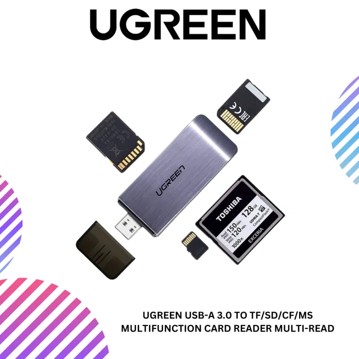 UGREEN USB-A 3.0 TO TF/SD/CF/MS MULTIFUNCTION CARD READER MULTI-READ ...