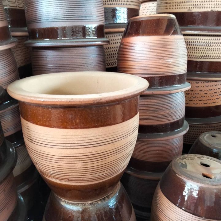 Brown Sand Glazed Pot Flower Vase Pasu Bunga | Lazada