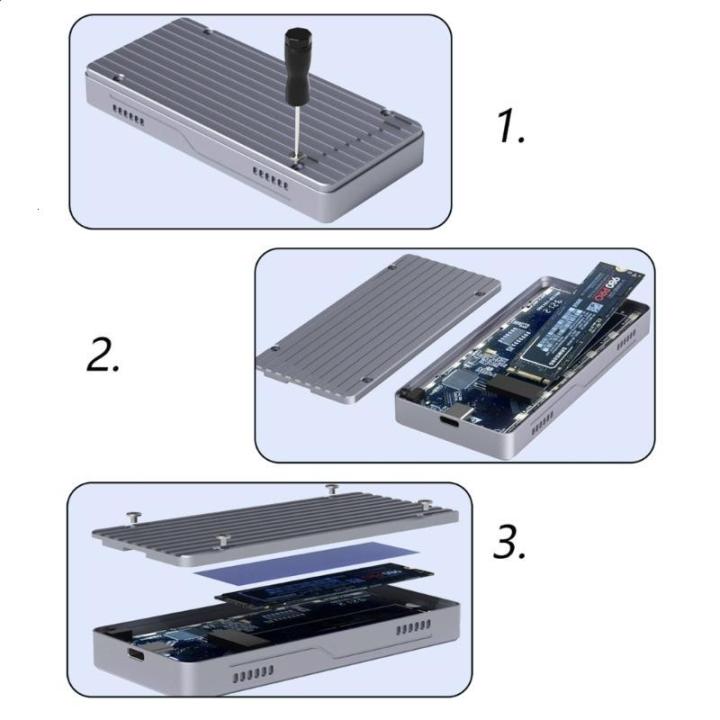 Portable External Hard Drive Enclosure Case for M.2 NVMe SSDs USB3.2 ...