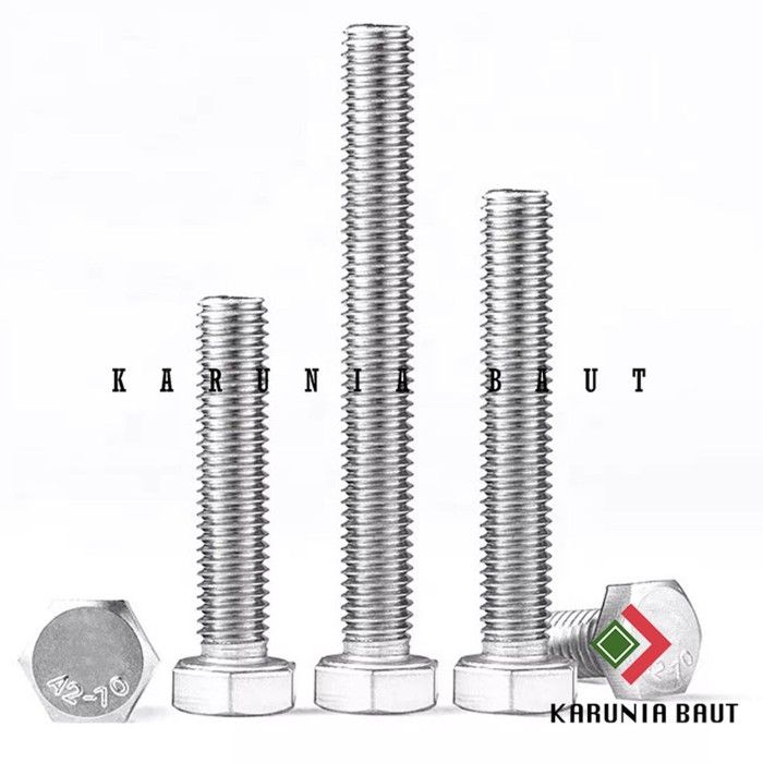 BAUT M6 STAINLEES STEEL 304 DRAT 6 MM PITCH 1.00 MM KUNCI 10 MM - 6X35 ...