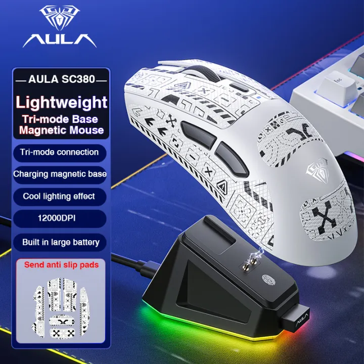 AULA SC380 Tri-mode Gaming Programmable Mouse 2.4G/Bluetooth/Wired ...