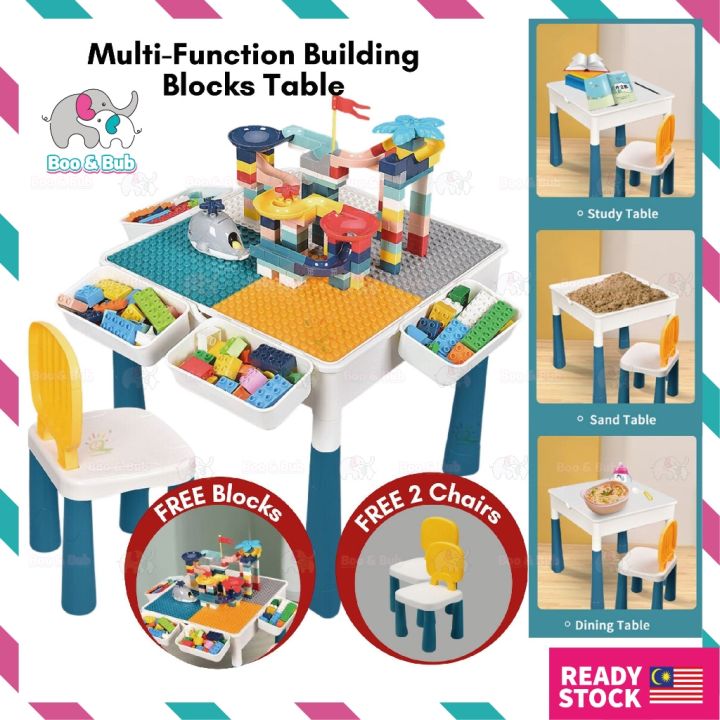 🔥Multi Function Children Blocks Table Learning Playing Study Drawing ...