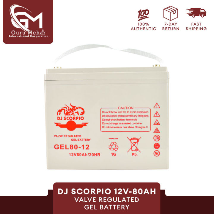 SOLAR BATTERY 12V 80AH - Solar Gel Battery (DJ SCORPIO) - Battery Valve ...