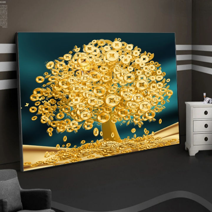 Gold Cash Cow Money Tree Canvas Painting HD Print Wall Art Picture For ...