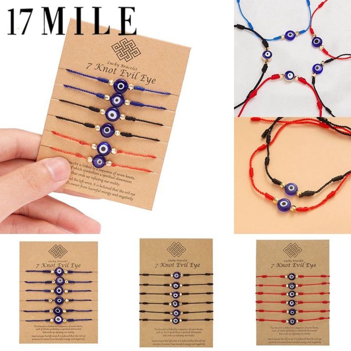 17 MILE 6pcs/set Lucky Devil Eye Bracelet Set Palm Tai Chi Butterfly Adjustable Bracelets ...
