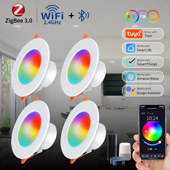 【Thriving】 ZigBee Smart Ceiling Tuya WiFi Bluetooth LED Downlight RGB ...