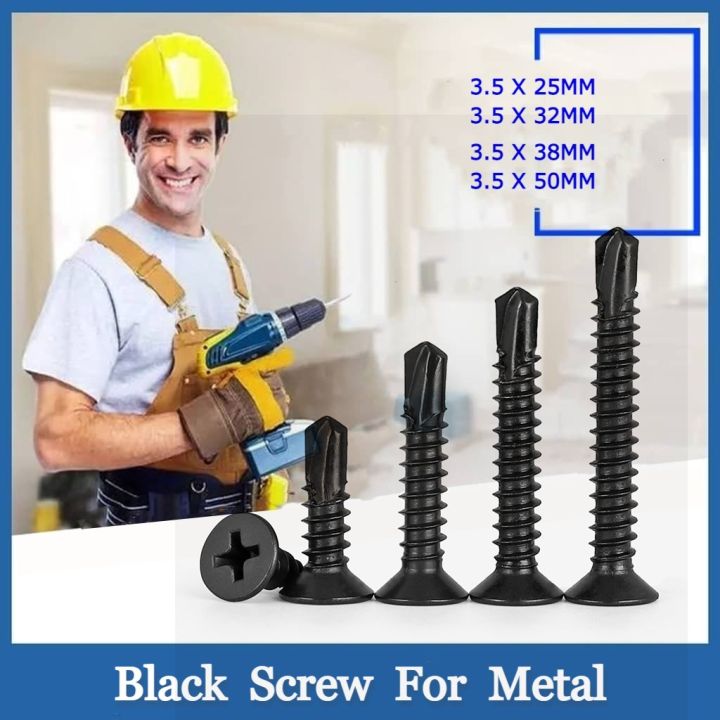 100 Pcs Black Screw / Gypsum Screw For Metal 1“ - 2” | Lazada PH