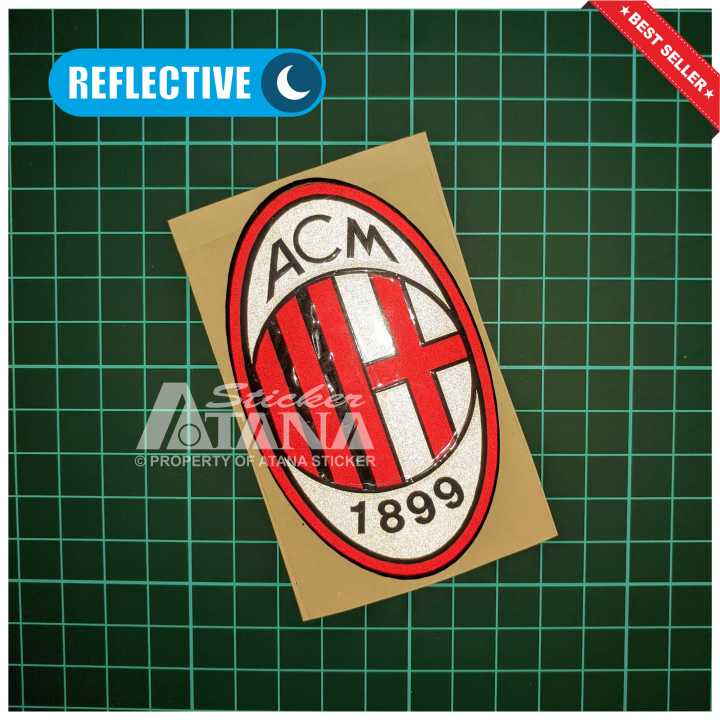 Stiker Cutting AC Milan Sticker Emblem Bola Aksesoris Logo Decal Sepeda ...