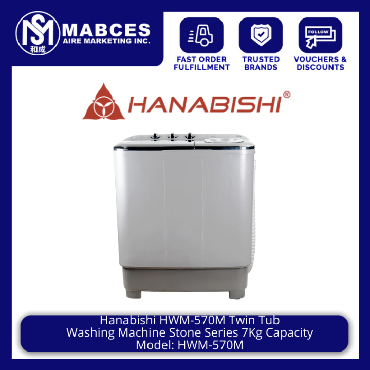 Hanabishi HWM-570M 7 Kg Twin Tub Washing Machine Stone Series | Lazada PH