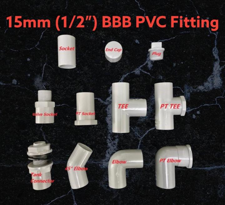 15MM (1/2") PVC Fitting / PVC Connector - Socket/Elbow/Tee - P/T Socket ...