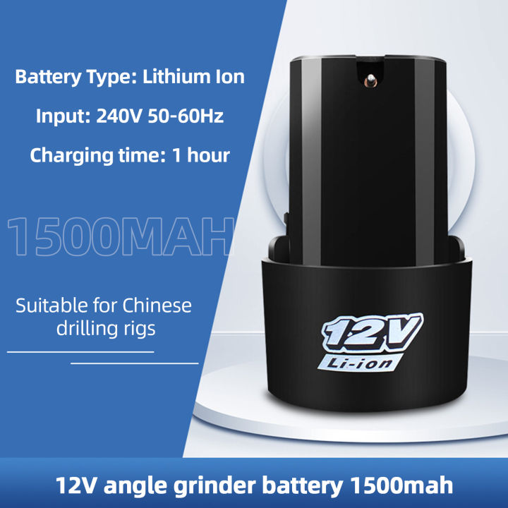 12V 1500mAh Rechargeable Lithium Battery for Angle Grinder Electric ...