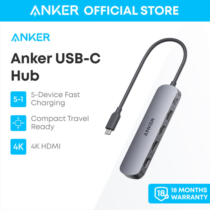 Anker USB-C Hub 5-in-1, 4K 30Hz HDMI with 100W Max Power Delivery, USB ...