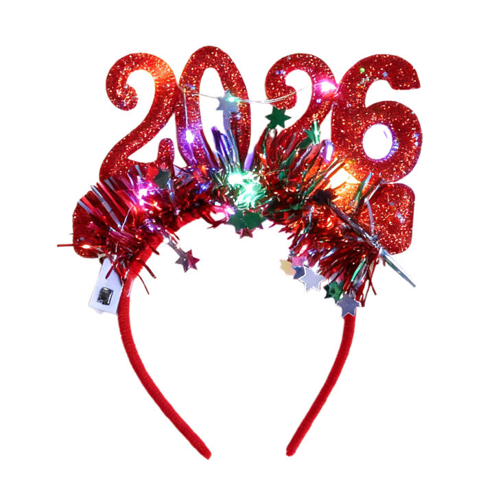 【Stock】 3d Number Headband 2026 2026 New Year Headband Shiny Sequin ...