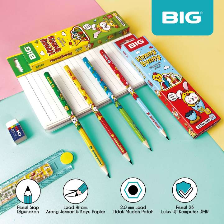 BIG Pensil Tulis 2B Karakter Seri Hunny Bunny Graphite Pencil Extra ...
