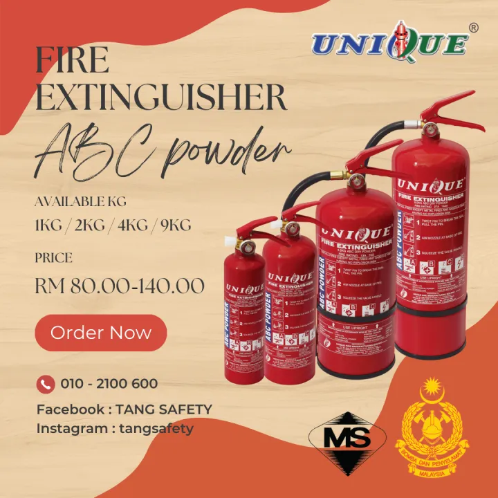 Unique Fire Extinguisher Abc Powder 1kg 2kg 4kg 9kg Sirim Approved ...