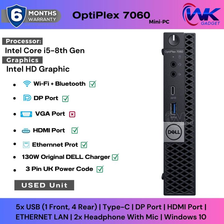 DELL OptiPlex 7060, Mini PC | Intel Core i5-8th Gen | 8GB RAM - 256GB ...