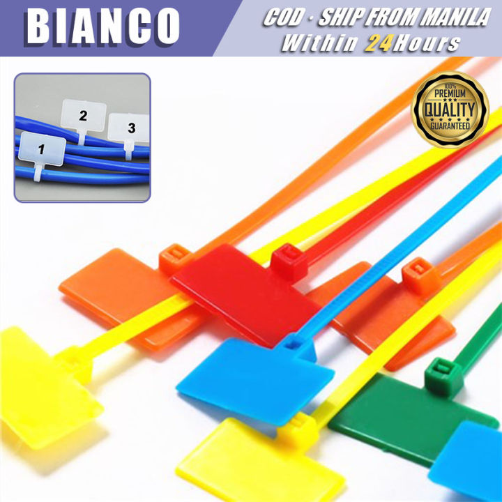 100Pcs/Pack Easy Mark Nylon Cable Ties Tag Labels Multicolor Self ...