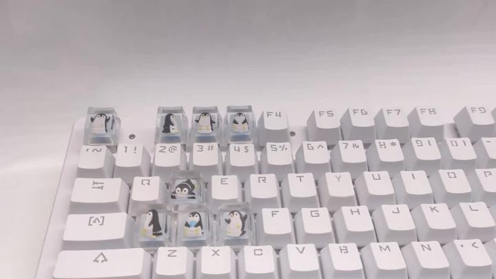 Handmade epoxy resin mechanical keyboard keycap kawaii Penguin anime ...