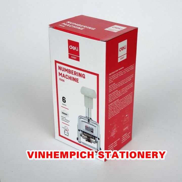 Dấu nhảy số tự động 6 số Deli 7506 dùng đóng số phách, số thứ tự, đánh ...