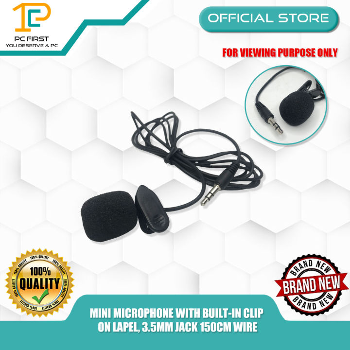 MINI MICROPHONE WITH BUILT-IN CLIP ON LAPEL, 3.5MM JACK 150CM WIRE ...
