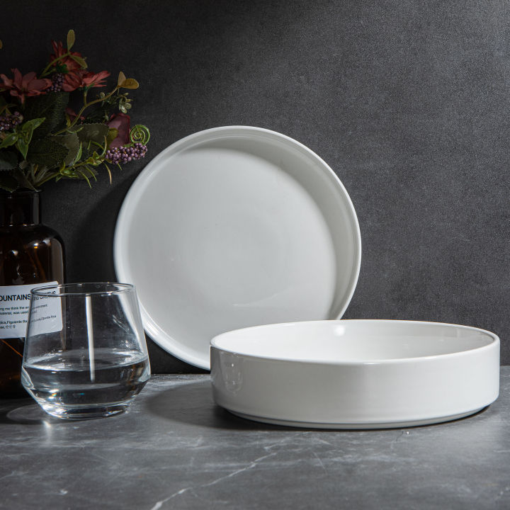 Nordic style thick ceramic dinner plate - salad dessert steak roast ...