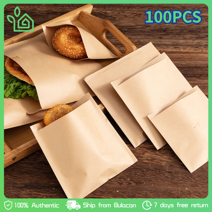100Pcs Greaseproof Paper Bag Pouch Food Wrapper Sandwich Pouch Fried ...